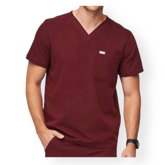 Figs | Shirts | Nwt Figs Leon Two Pocket Scrub Top In Burgundy Sz Xl ...
